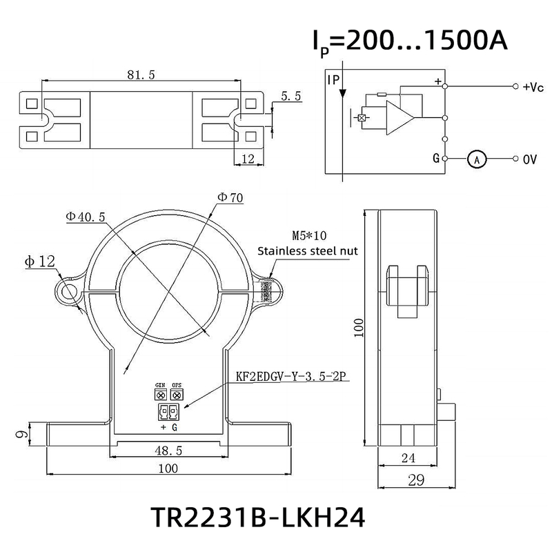 Split Core Hall Current Sensor 1000A/1500A | 4-20mA Output - Tianrui
